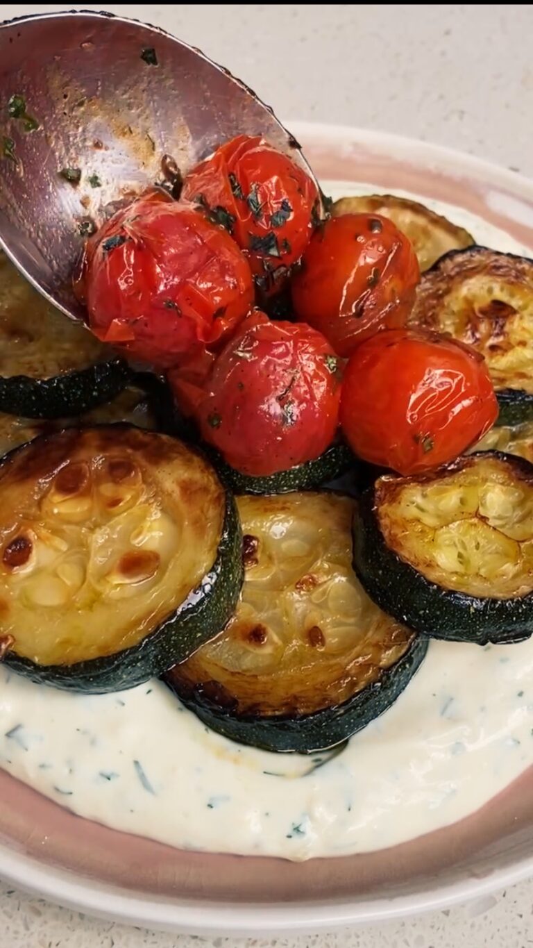 Zesty Fried Courgette And Tomatoes (on Lemony Herb Yoghurt) | Gina Burgess