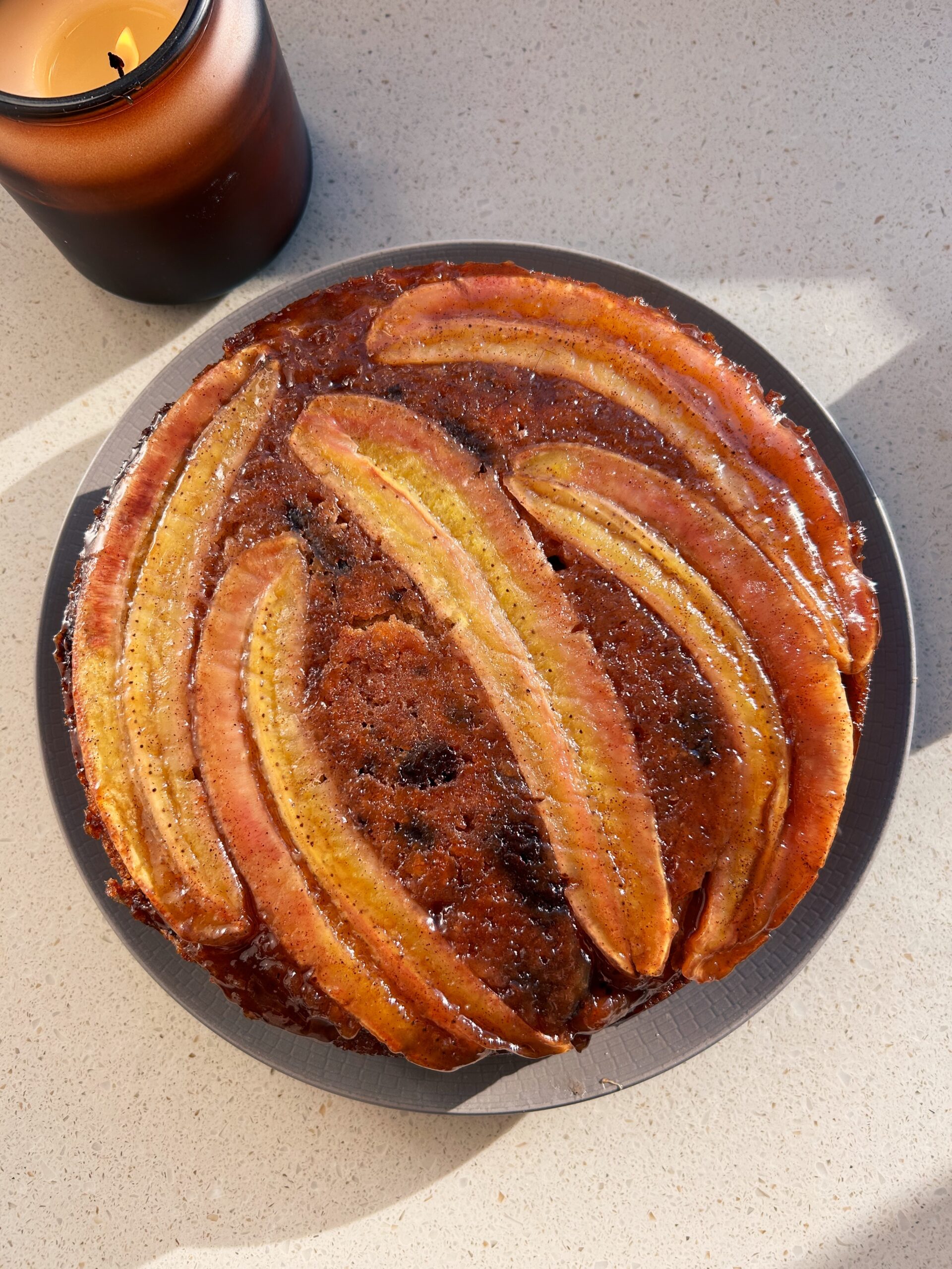 Vegan Upside Down Banana Cake | Gina Burgess